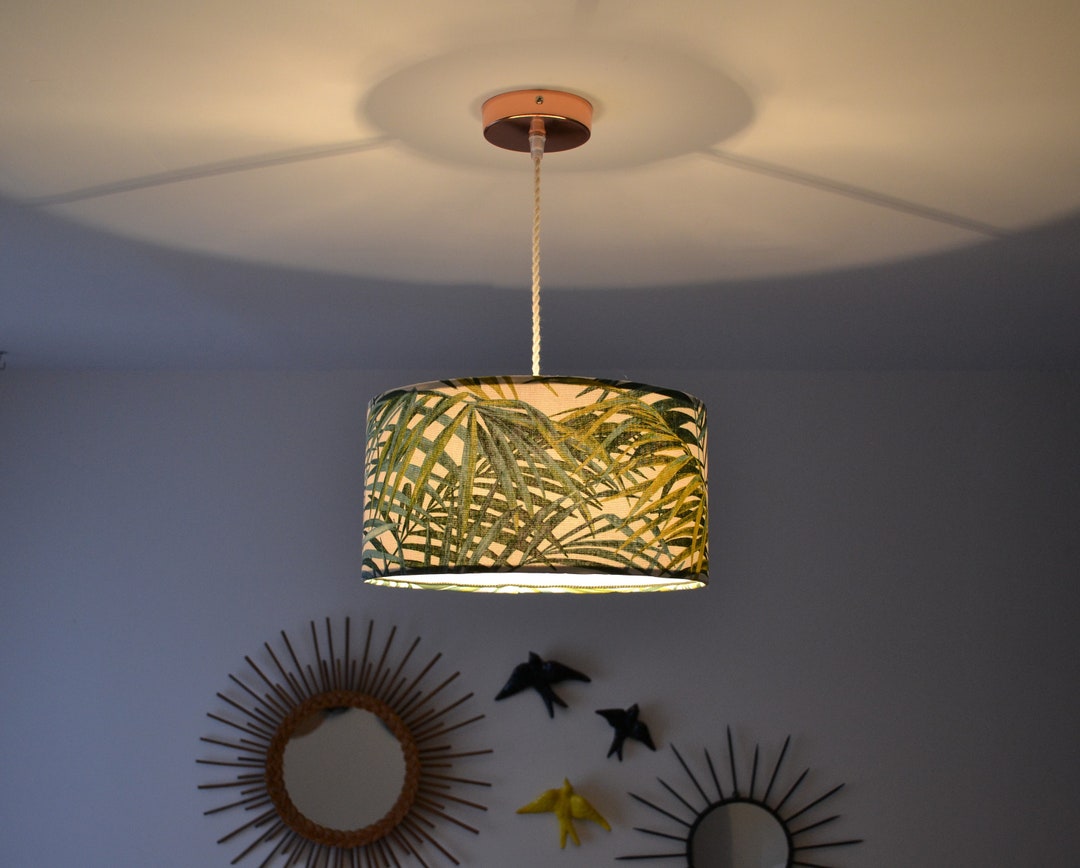 Cylindrical Day Abat Printed jungle/ Lampshade Glued to Suspend ...
