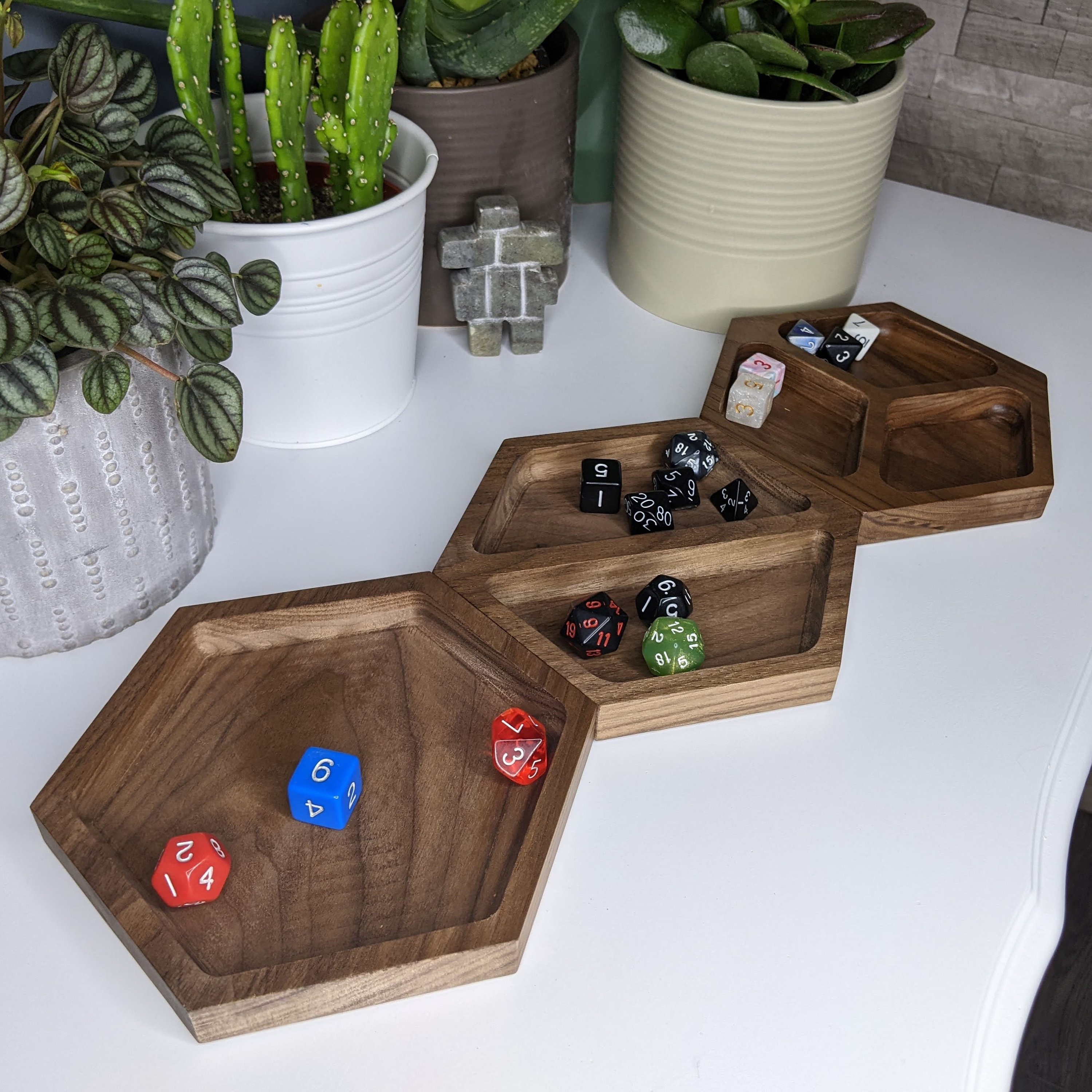 Walnut Hexagon Bundle of Three Catch-all Trays / Board Game Trays ...