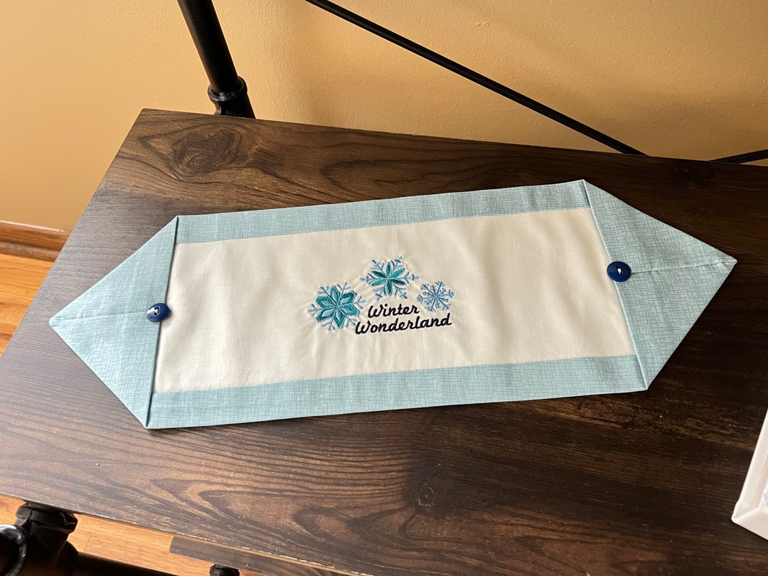 Winter Mini Table Runner, Snow Table Runner, Snowflakes, Small Table ...