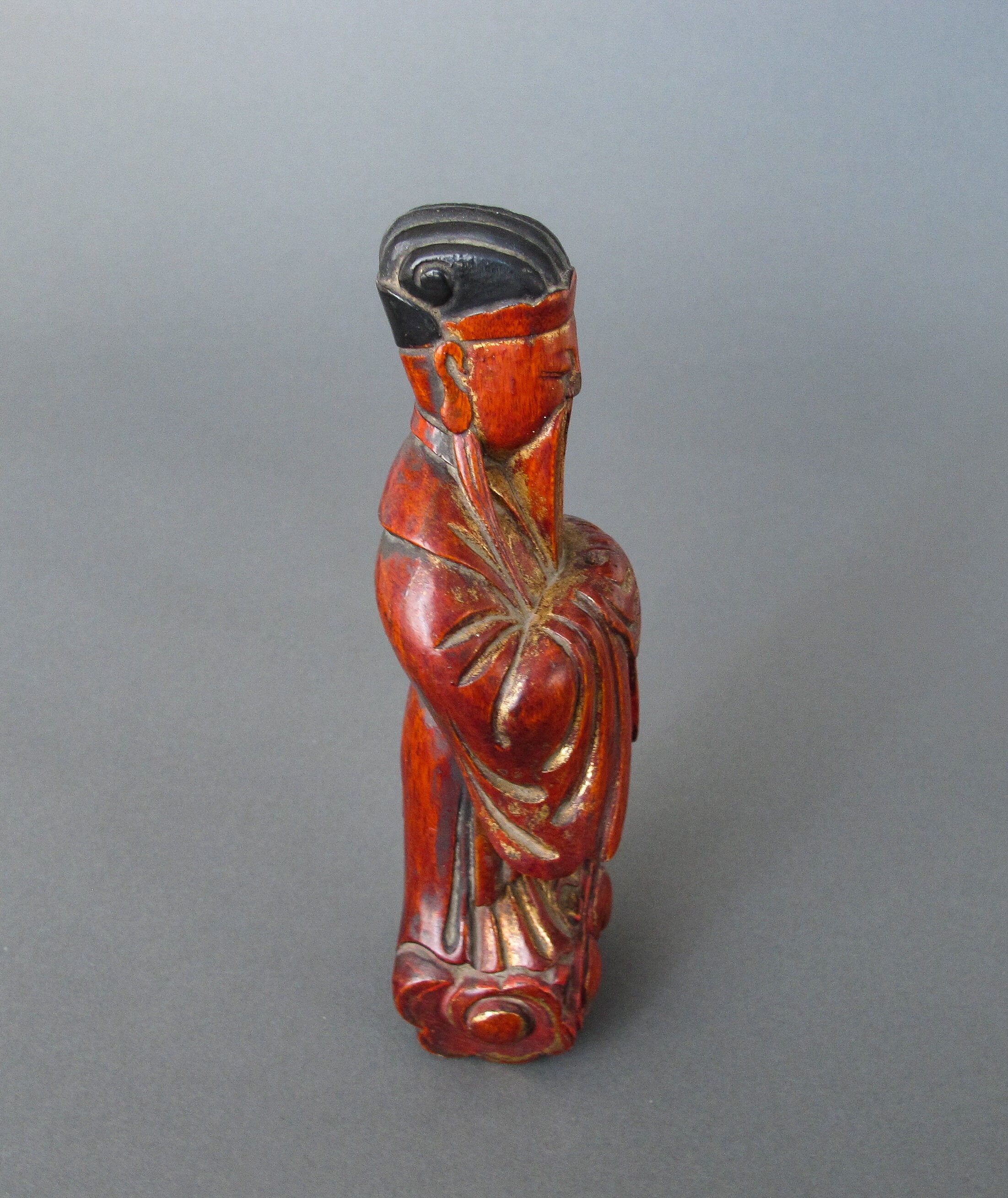 Wooden Standing Buddha Figurine Vintage Bearded Buddha Shrine Decor ...