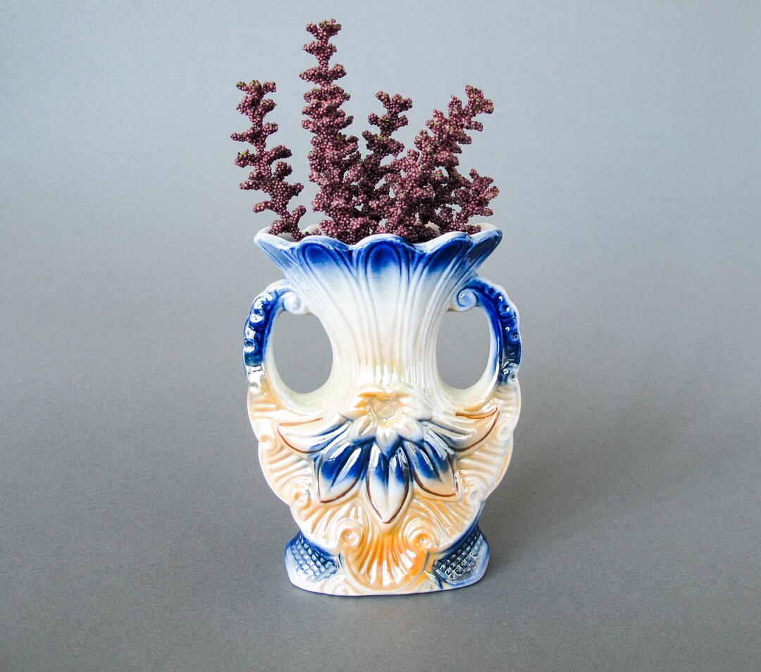 Lusterware Ceramic Flower Vase With Double Handle Vintage Made in ...