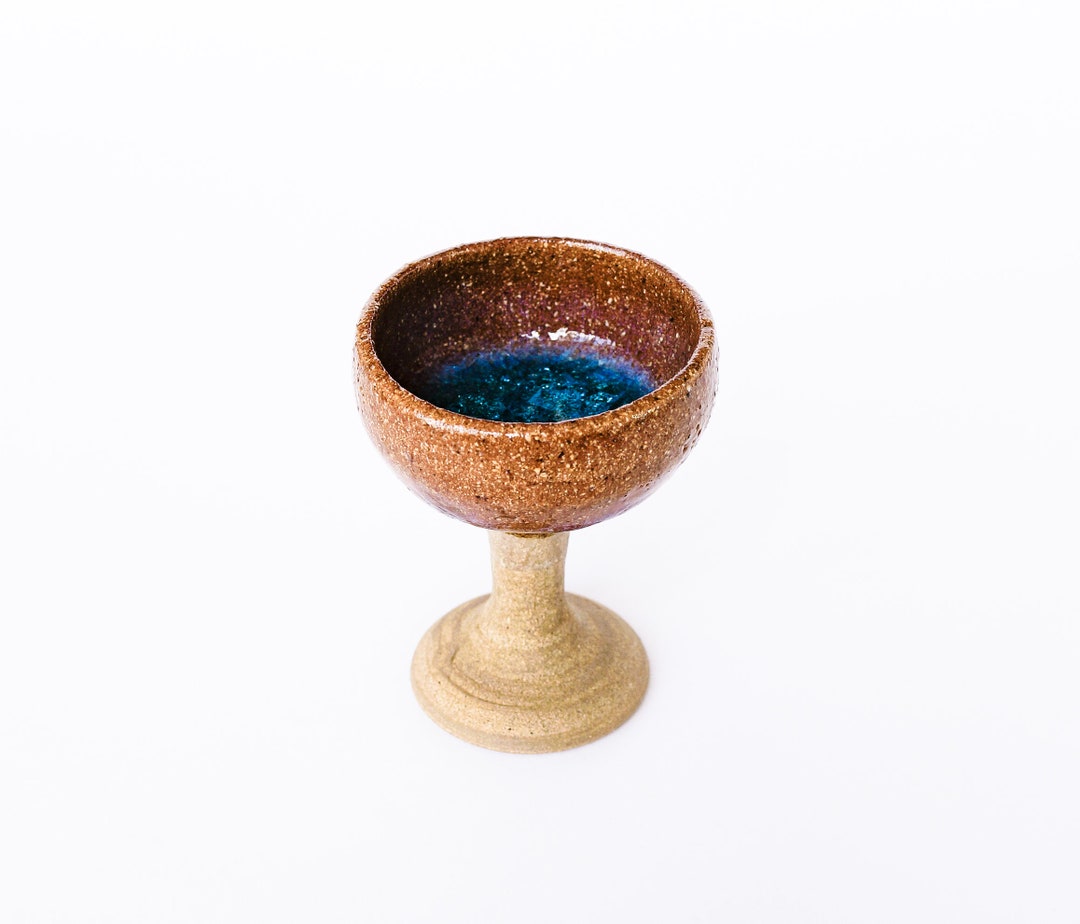 Hand Thrown Pottery Goblet Unique Ceramic Drinking Cup Vintage Wine ...