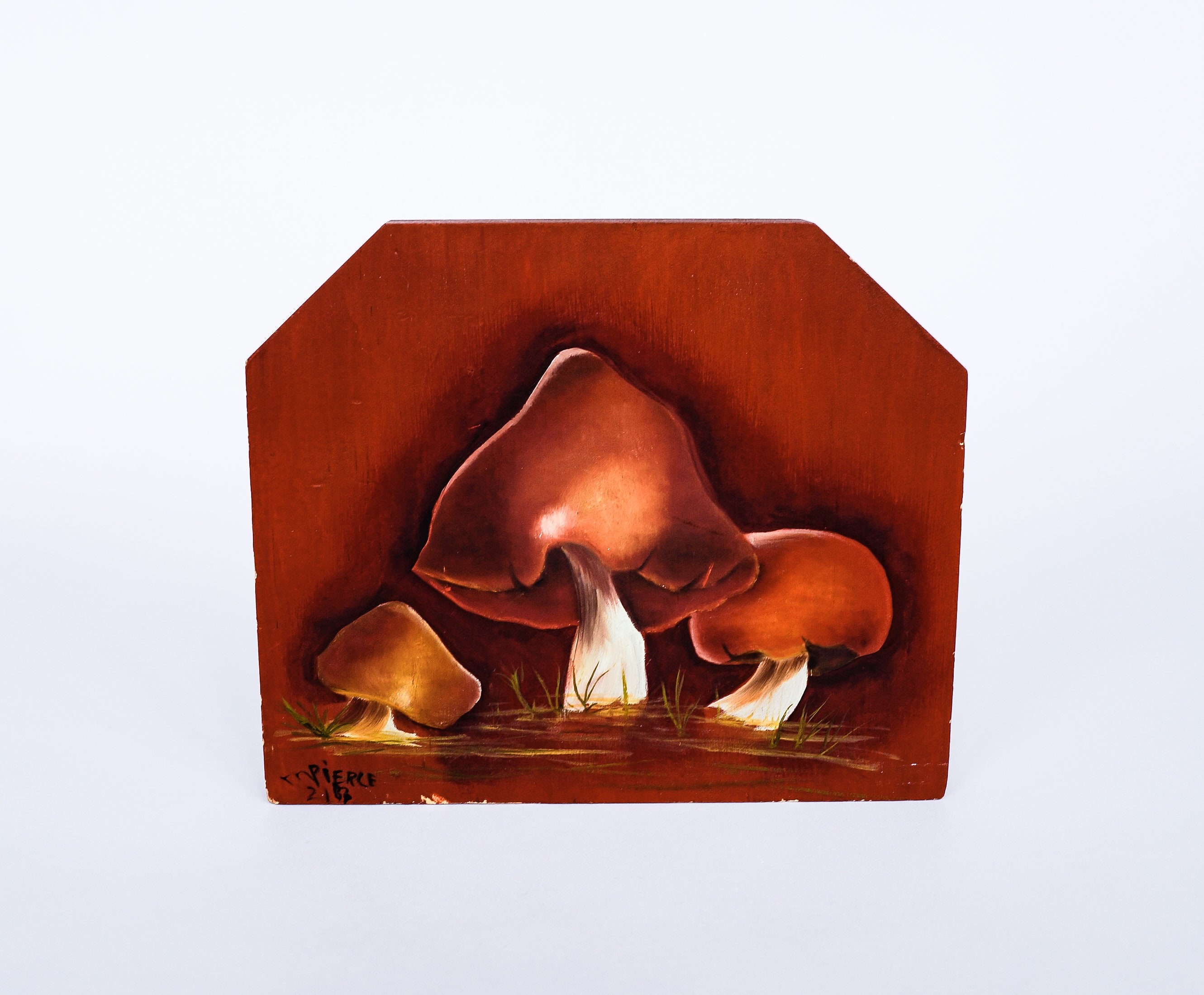 Wooden Mushroom Bookend Hand Made Vintage Folk Art Woodland Decor - Etsy