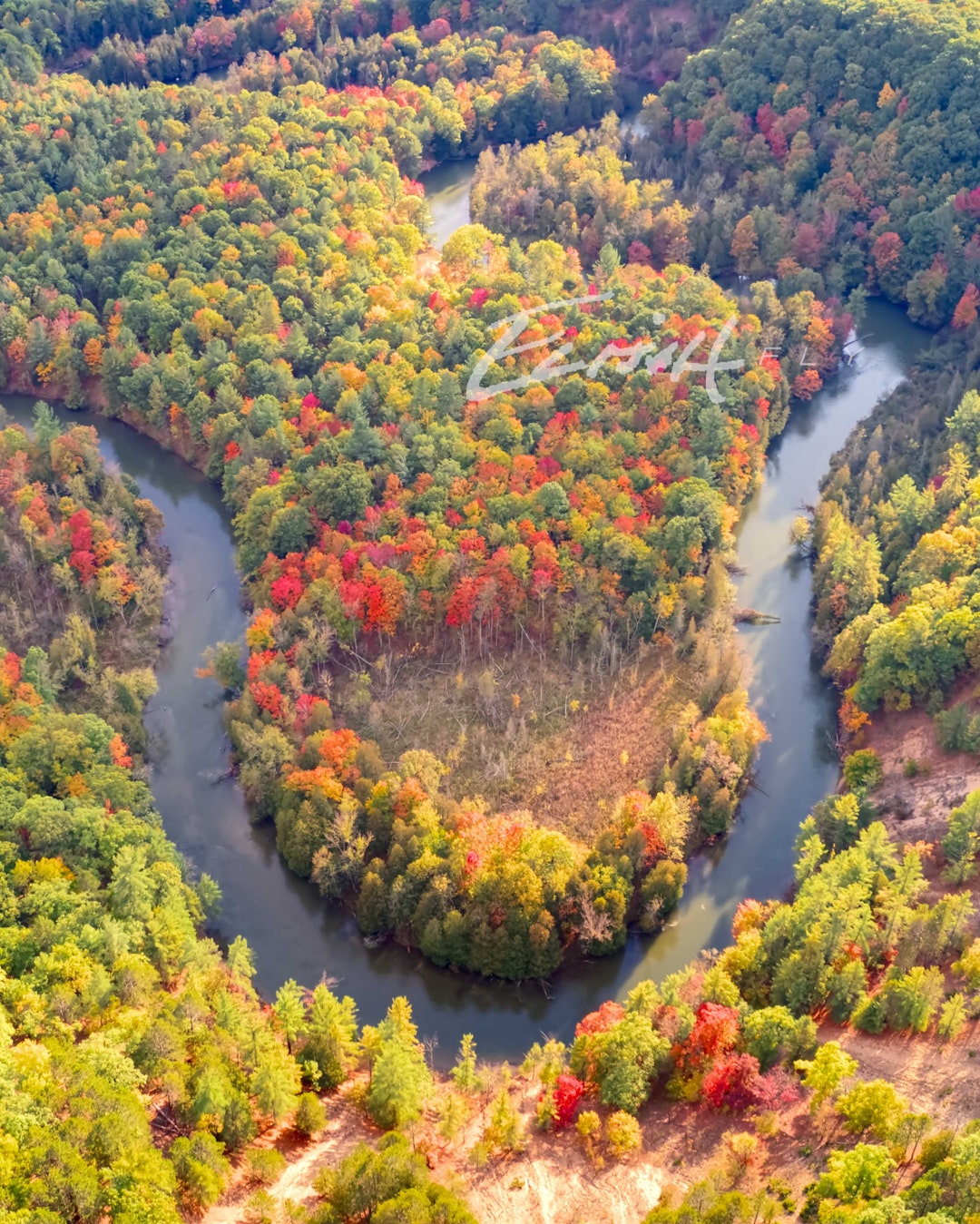 High Rollaways Photo Print, Fall Colors, Manistee River, Autumn, Drone, Aerial, , Buckley ...