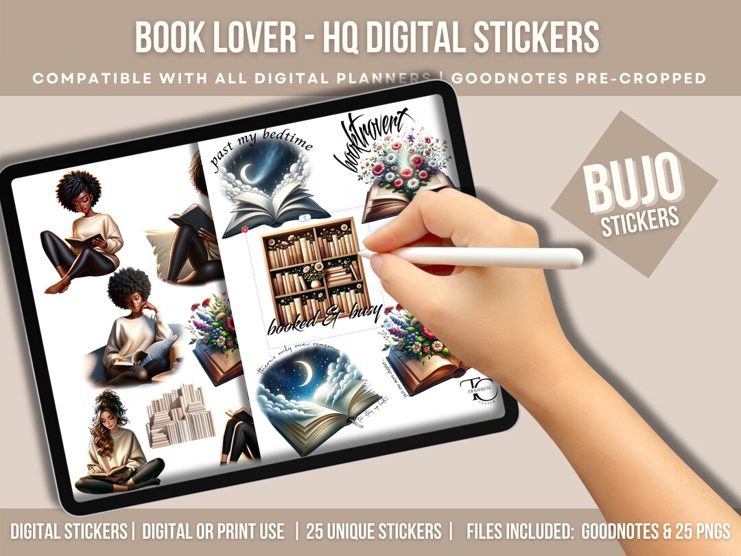 Goodnotes Stickers | Digital Planner Clipart | Bookish Stickers ...