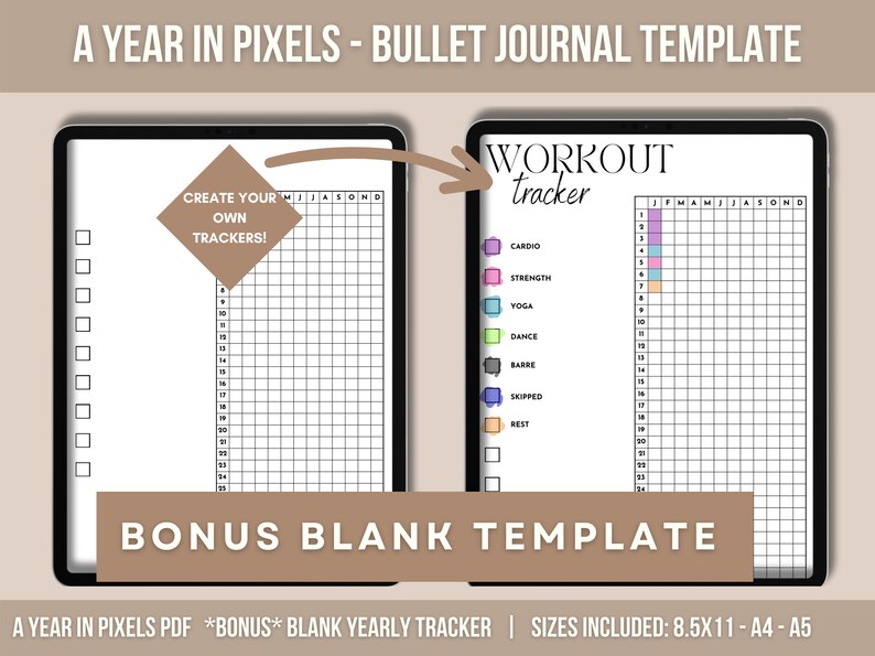 Instant Download | Printable Planner Insert - Year in Pixels | Habit ...