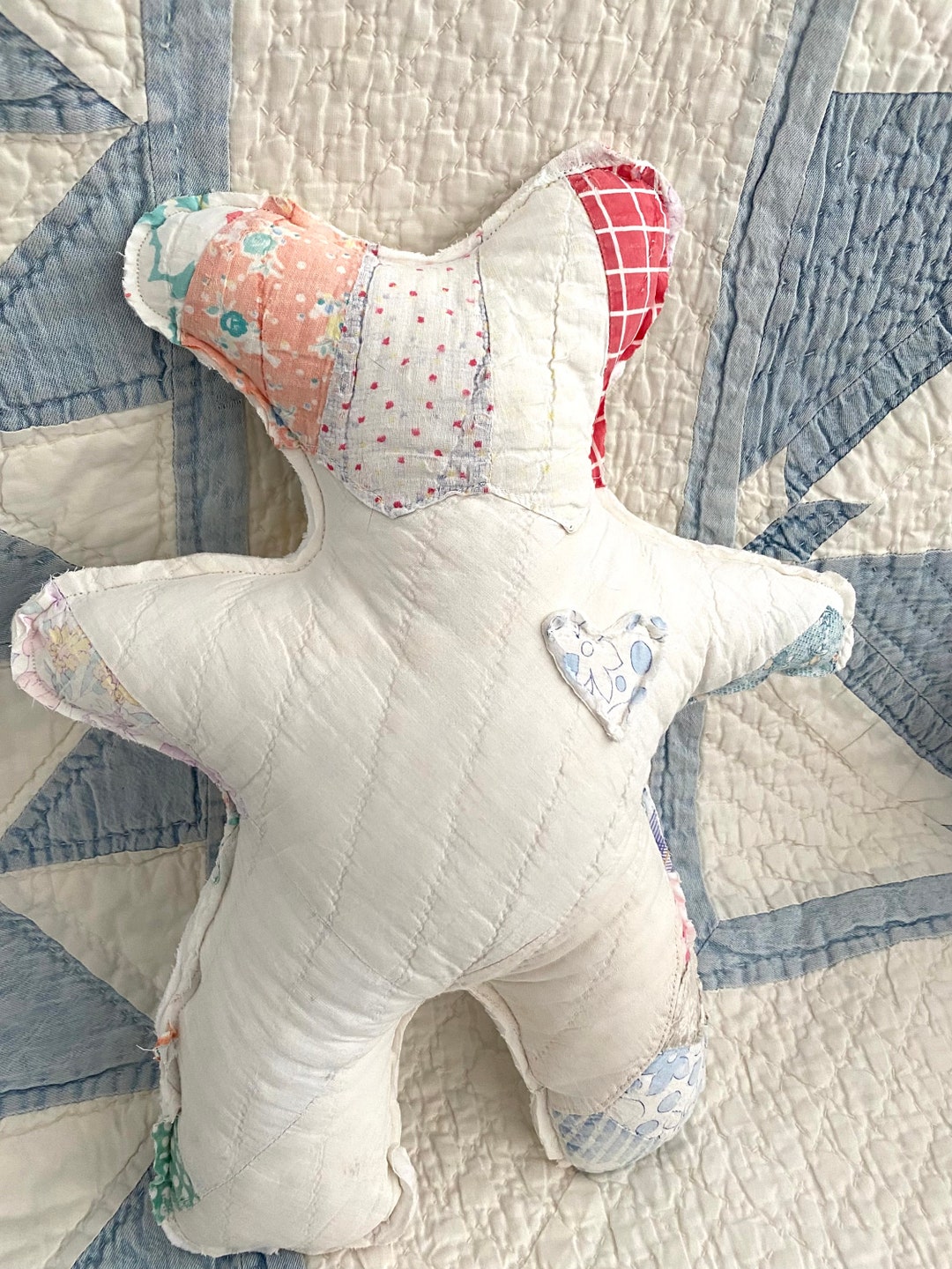 Vintage Quilted Teddy Bear Large 15 Inches With Back Quilted Pocket - Etsy