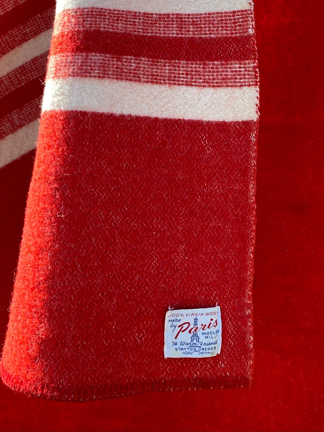 Wool Blanket/vintage 1950's 100% VIRGIN WOOL Paris Woolen Mills Stayton ...