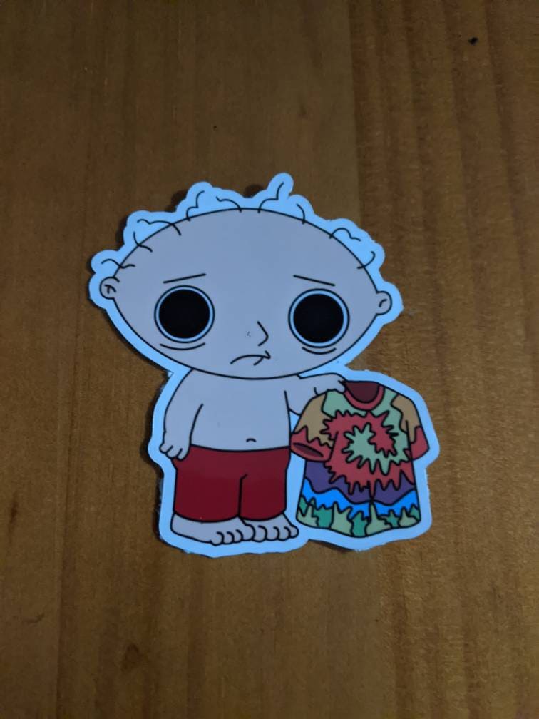 Family Guy Stewie Tie-dye 3 Laminated Vinyl Sticker - Etsy