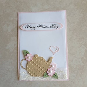 Handmade Teapot and Flowers Happy Mother's Day Greeting Card - Blank ...