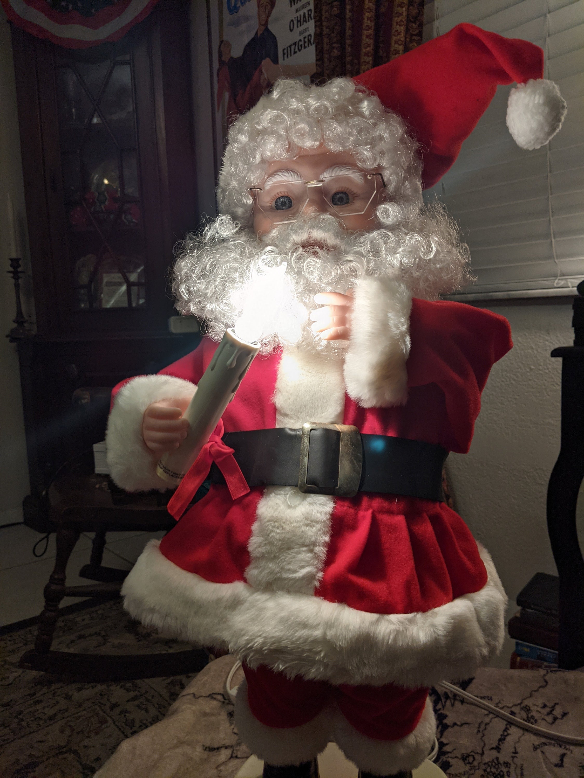 LARGE 24" Animated Santa, Santa's Best -arm & Head Move- Posable ...