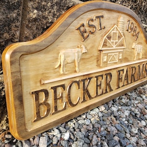 Farm Sign Personalized Established Family Name Sign Carved Wooden Last ...