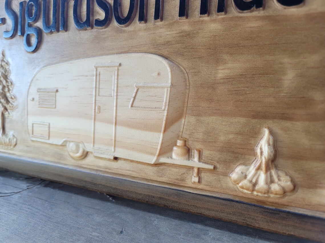Camping Fire Trees Cabin Sign Personalized Custom Wood Sign ...