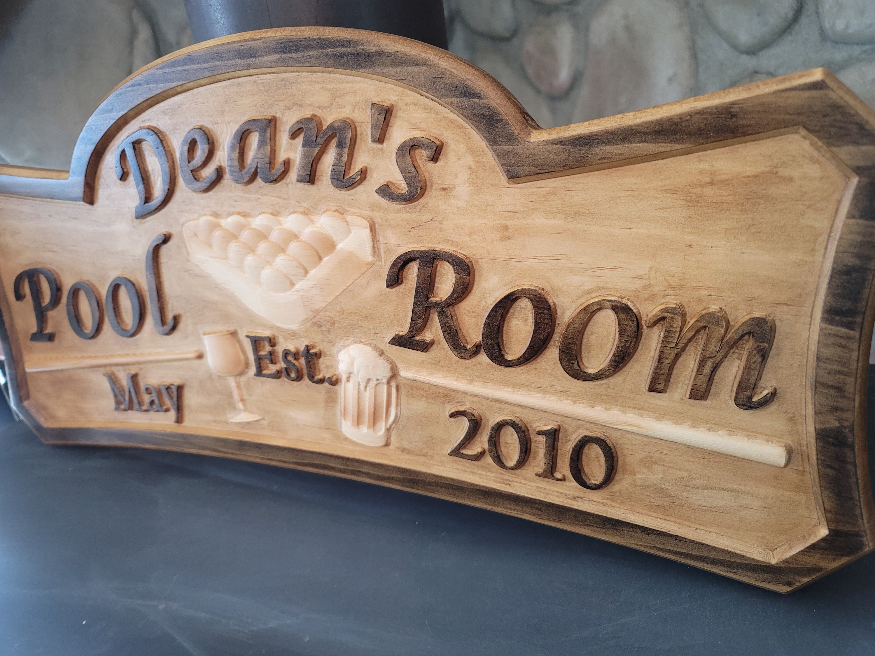 Personalized Billiard Pool Cue Sign Wine Established His | Etsy