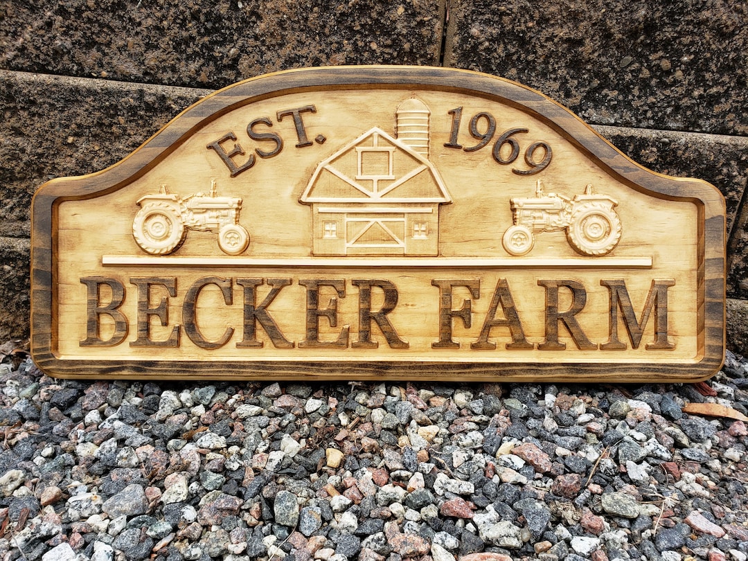 Farm Sign Personalized Established Family Name Sign Carved Wooden Last ...