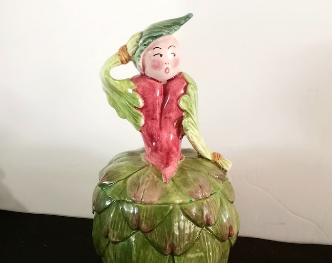 Fulper Pottery Art Deco Figural Lady Vanity Powder Dresser Jar / Stangl ...