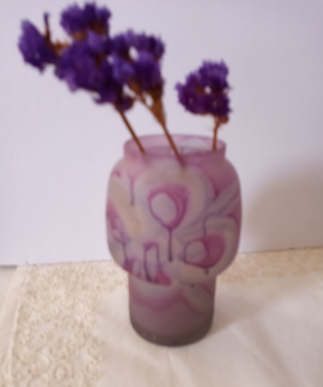 Vtg Jerusalem Art Glass Vase, Rare Shape, Dripped Shades of Purple ...