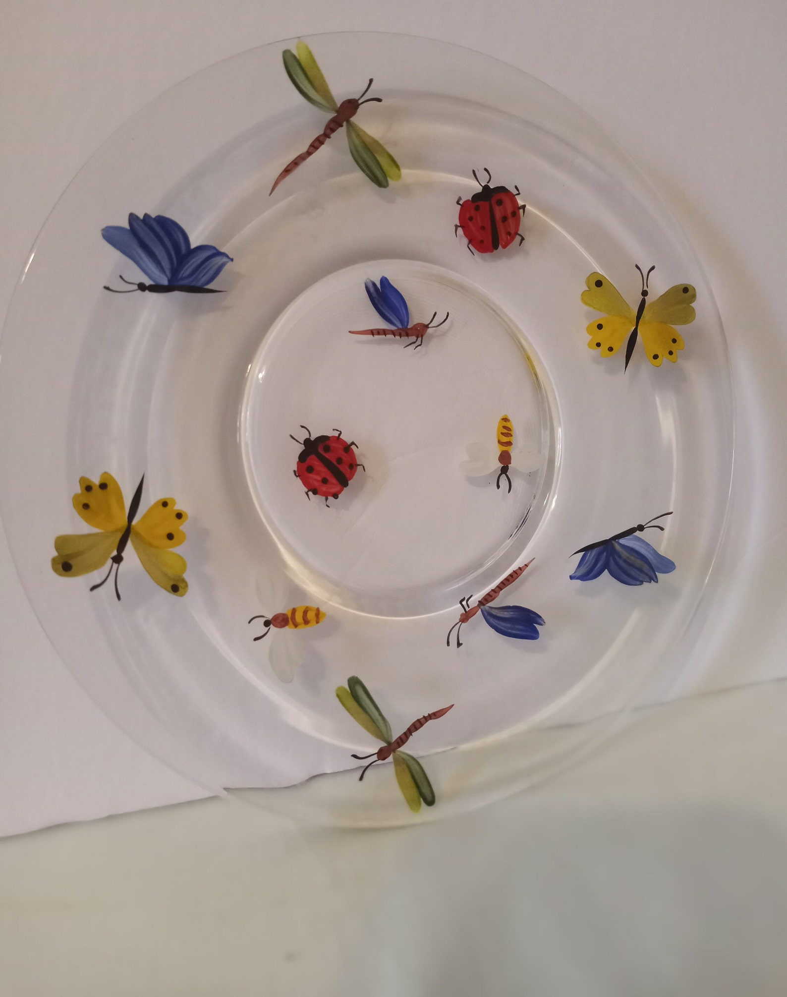 Set of 5 Vtg Handpainted, Reverse Painted Clear Glass Insects, 8.3 ...