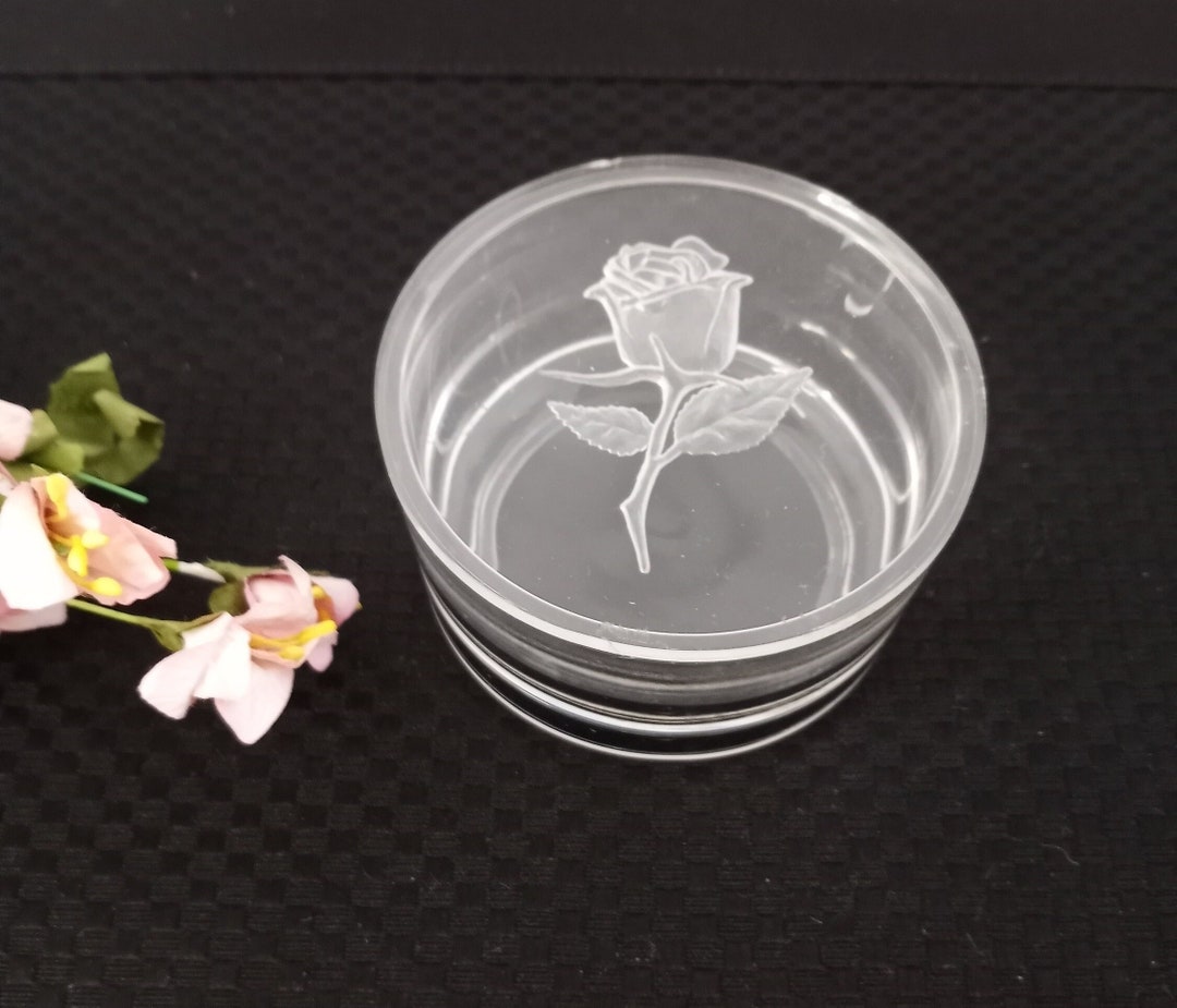 Vtg Round Lucite Trinket Box, Jewelry Box, Vanity Box, Ring Box, With ...