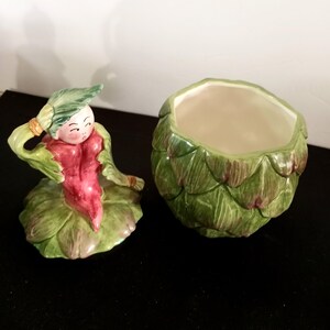 Vtg Italian Majolica Ceramic Anthropomorphic Figural Artichoke Lady Jar ...
