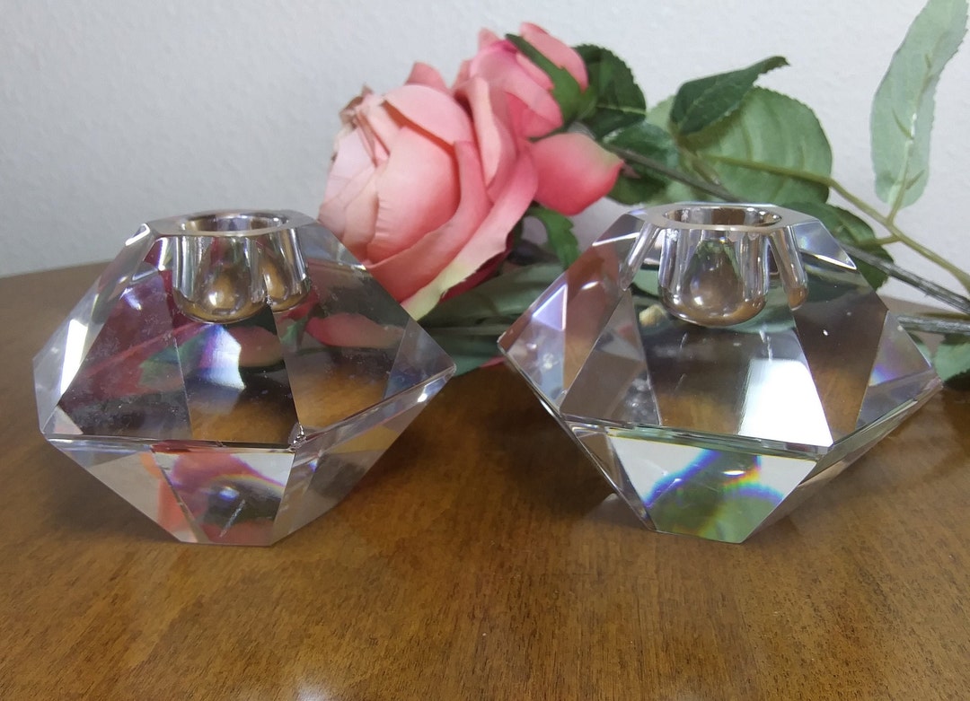 Vtg Cartier Signed Designer Faceted Finest Lead Crystal Taper ...