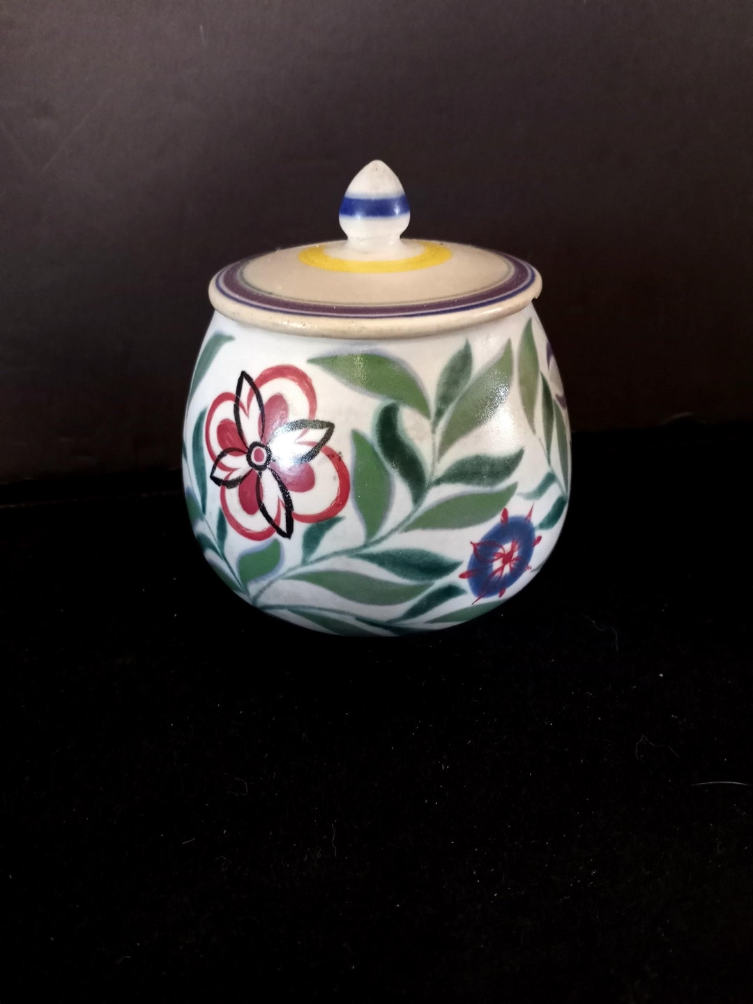Vintage Poole England Ceramic Jam Jar: Handpainted Floral Design, 1950s ...