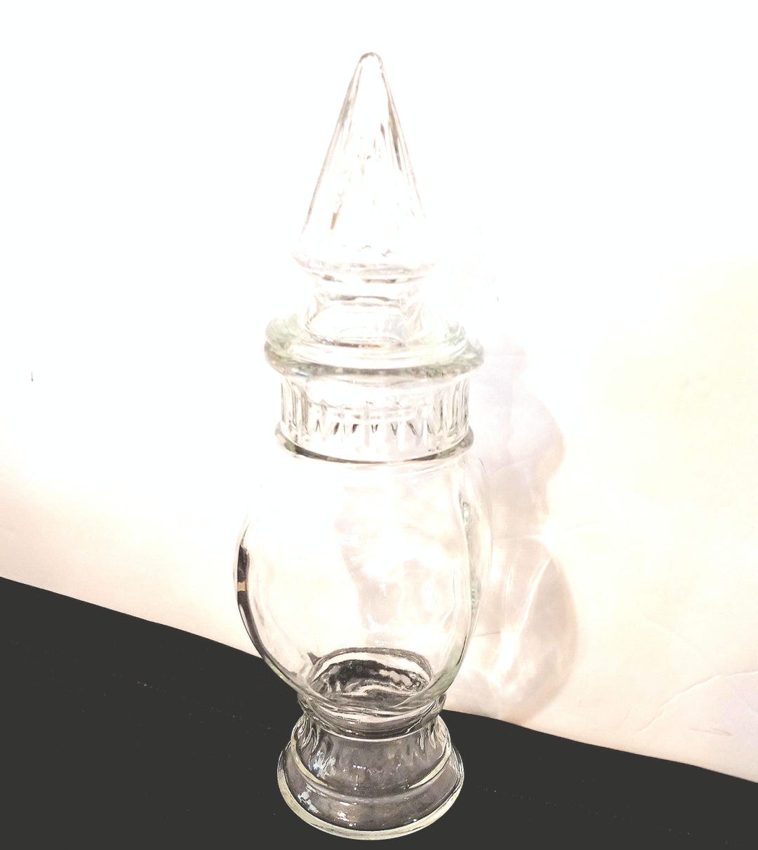 Vtg Wheaton Clear Glass Brach Candy Jar, Apothecary Jar, Pointy Top ...