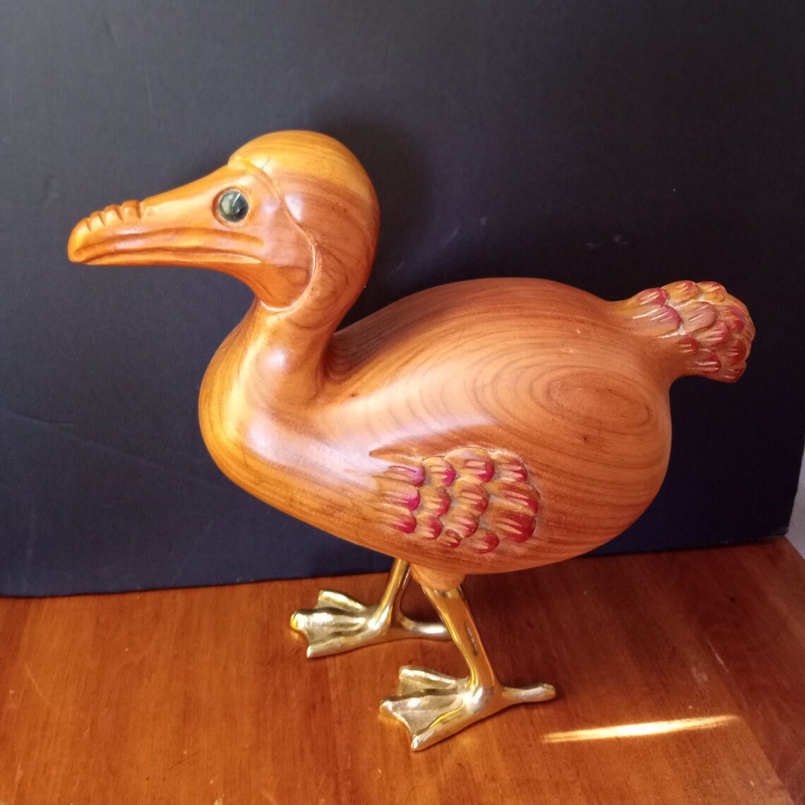 Handcarved Teak Wood Dodo Bird Sculpture: Gold Gilded Legs, 1980s - Etsy