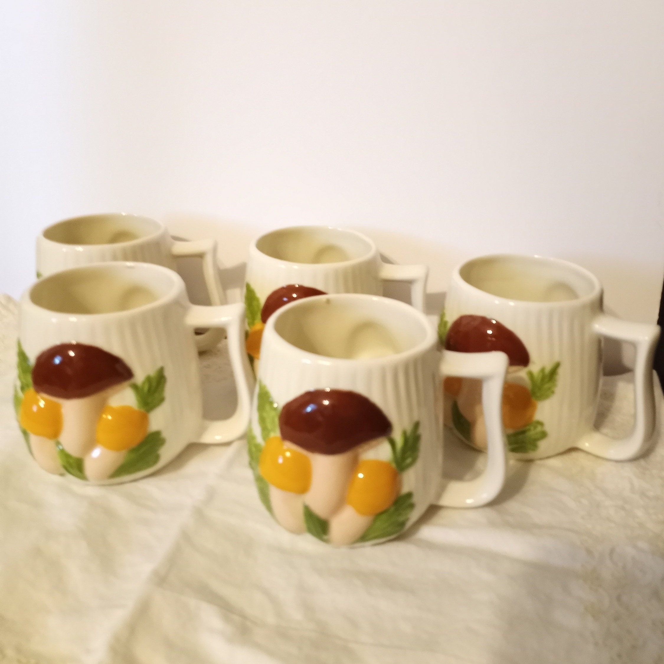 Japan Tea Cups Mugs by Arnels Set of Five Vintage Mushroom Cups Late ...