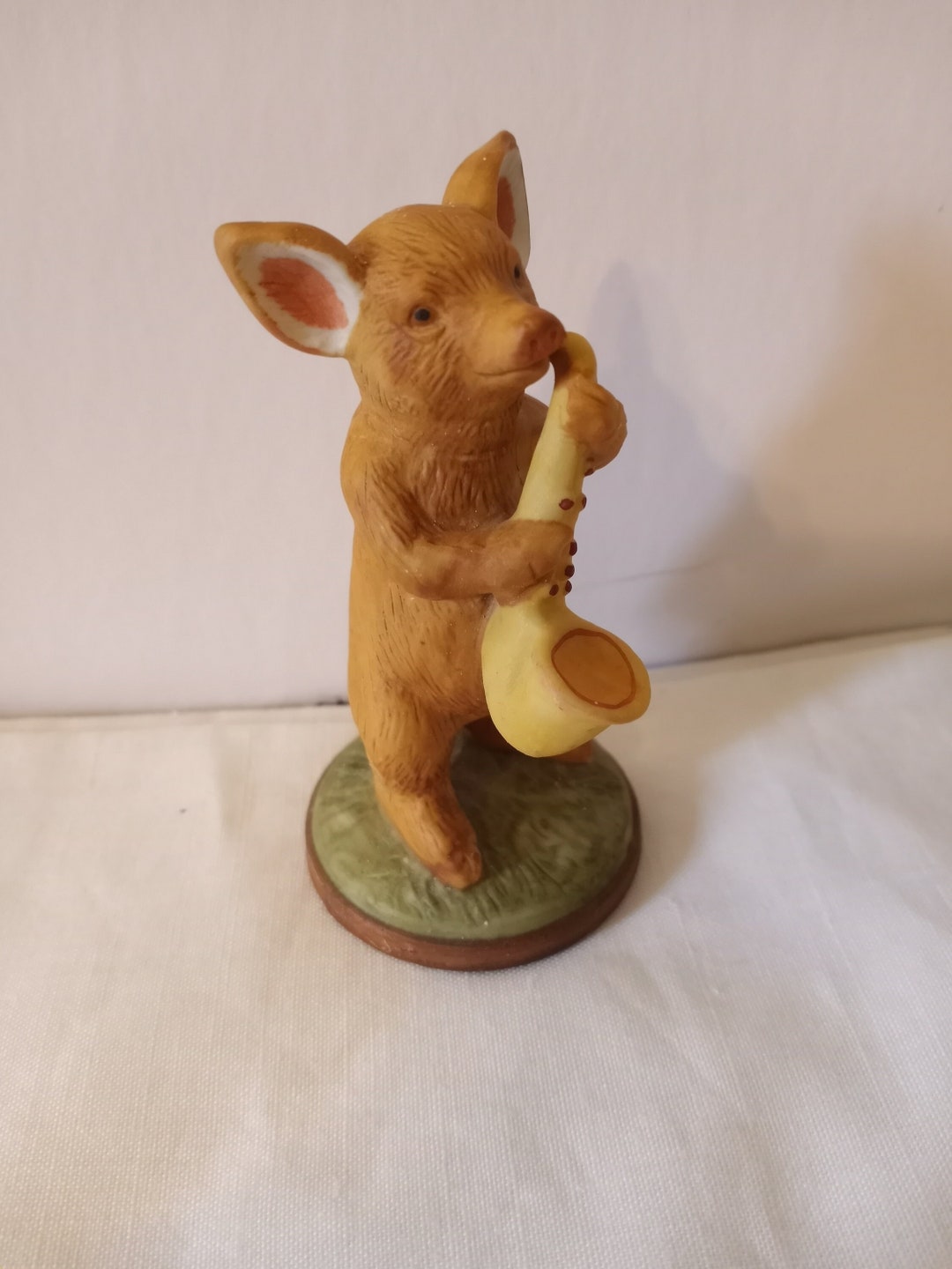 Vtg Enesco Bisque Porcelain Pig Musician Playing Saxophone Figurine ...