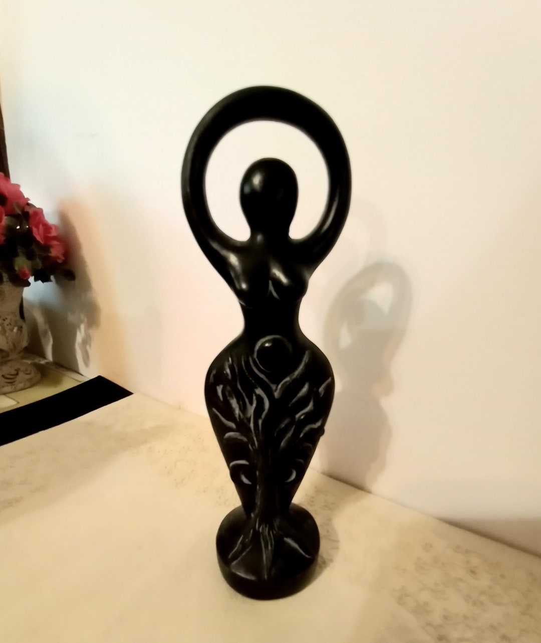 Spiral & Roots Ancient Mother Goddess Reproduction Carved Gypsumstone ...