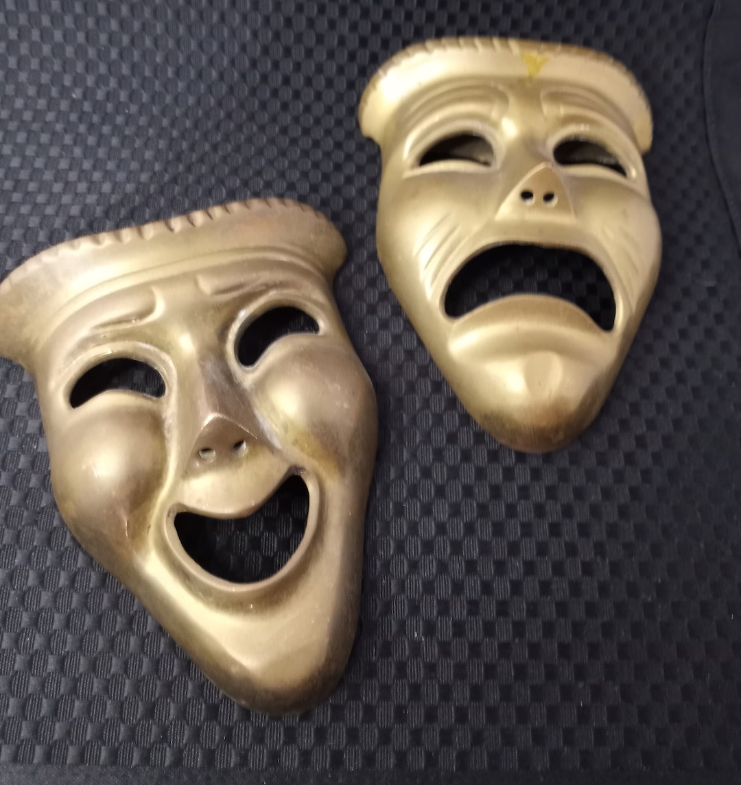Vtg Brass Drama Masks Theatre Wall Art, Wall Hangings, Comedy & Tragedy ...