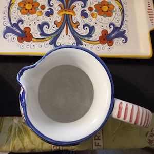 Vintage Classic Arabesco Blue Italian Deruta Majolica Pottery Pitcher ...