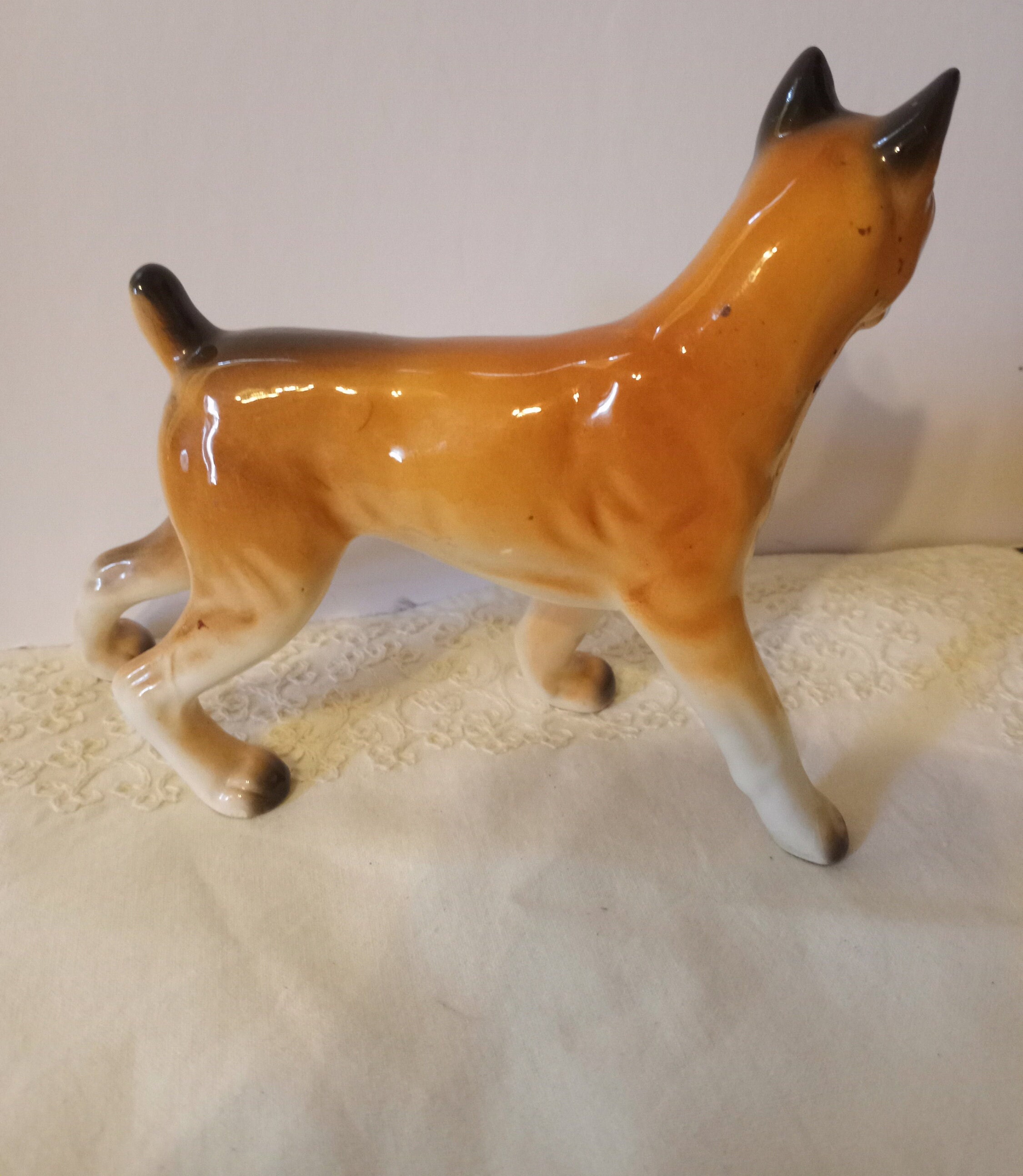 Antique Large Hand-painted Porcelain Boxer Dog Figurine Made - Etsy