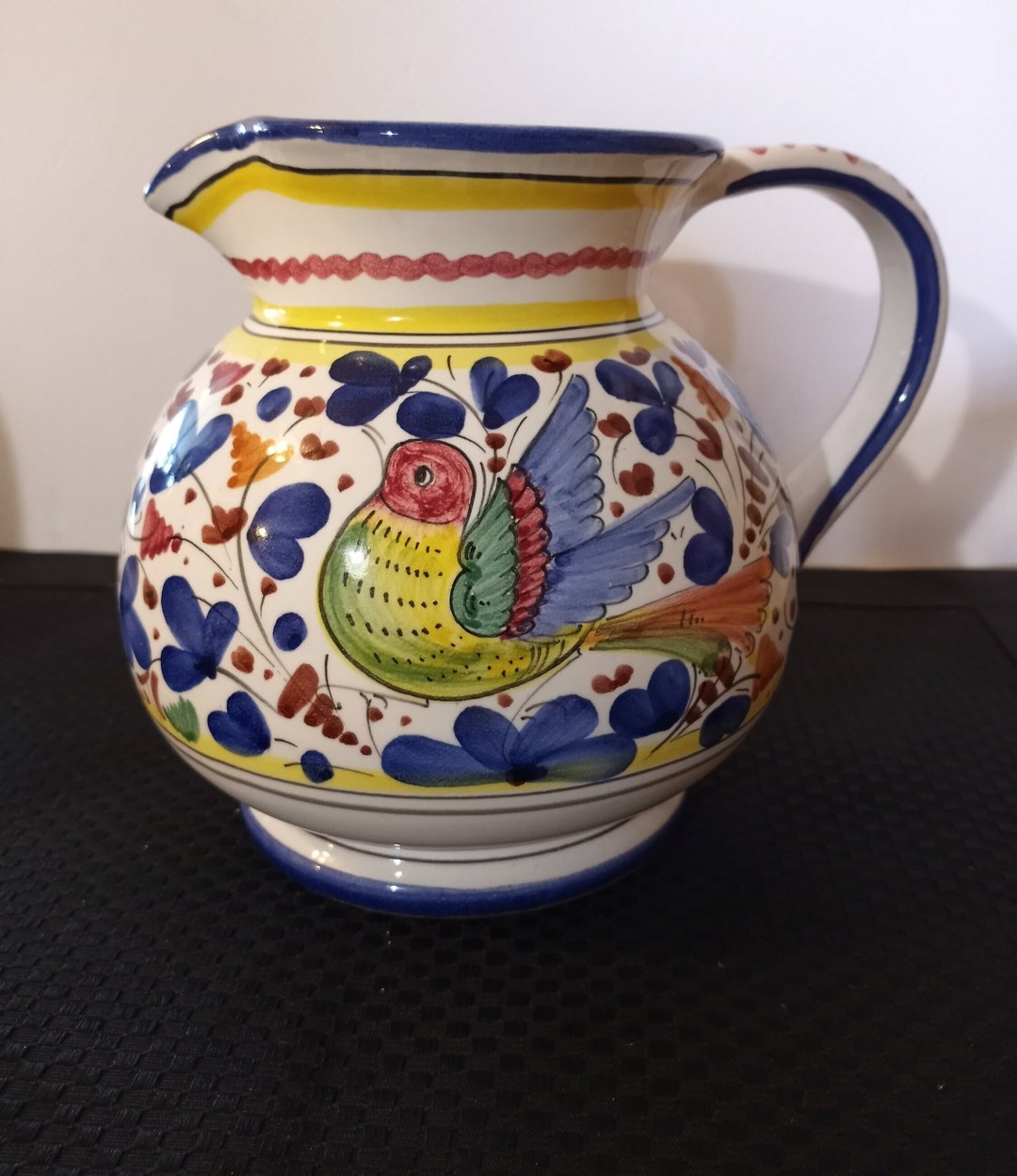 Vintage Classic Arabesco Blue Italian Deruta Majolica Pottery Pitcher ...