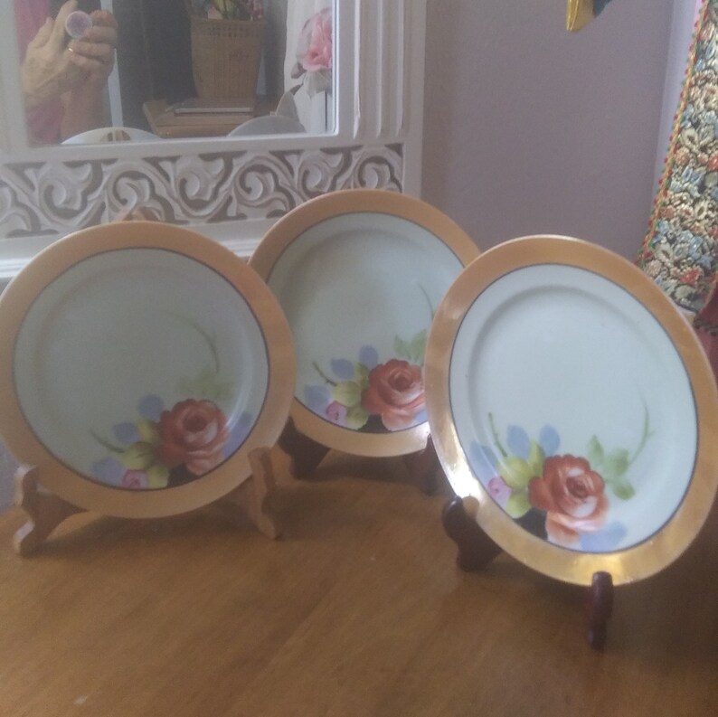 Japanese Vintage Chikaramachi Lustreware Rose Plates Extremely - Etsy