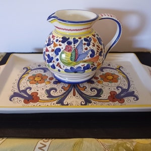 Vintage Classic Arabesco Blue Italian Deruta Majolica Pottery Pitcher ...