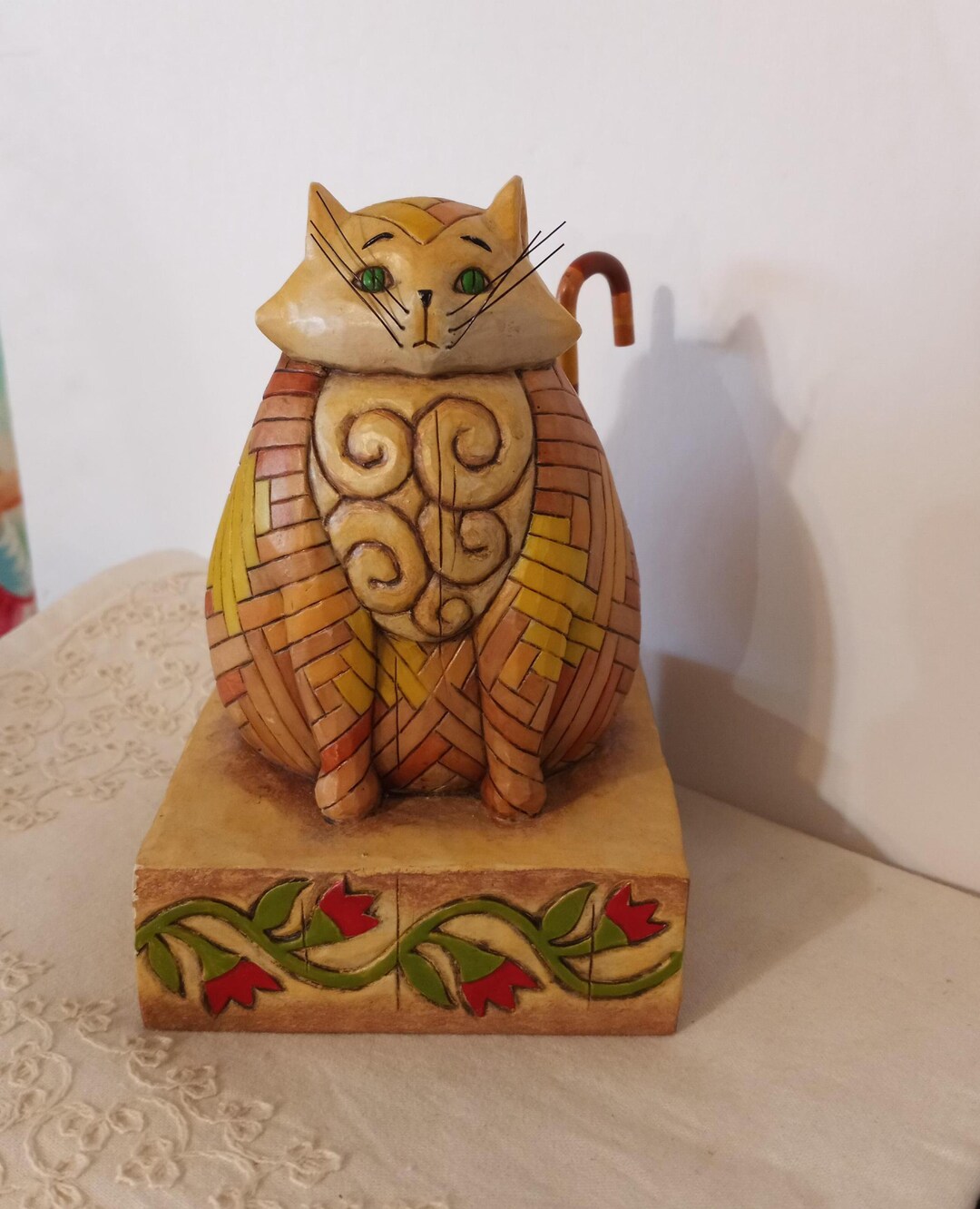 Vtg Jim Shore Cat, Elijah, Fat Cat, Molded Resin Carved Wood-look ...