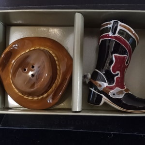 Sonoma Happy Trails Ceramic Cowboy Hat and Cowboy Boot Salt and Pepper ...