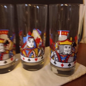 Curated Set: 4 Vtg Libbey Playing Card Glasses, Highball Glasses & Set ...