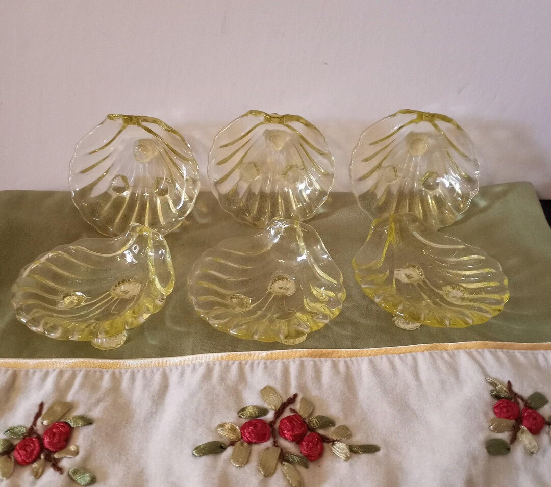 Set of 6 Vintage Cambridge Yellow Clam Shell Glass Dishes, 1930s - Etsy