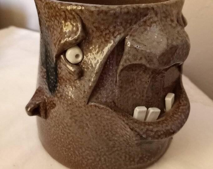 Eldreth Pottery Ugly Face Mug, Salt-glazed Stoneware Mug, Signed by ...
