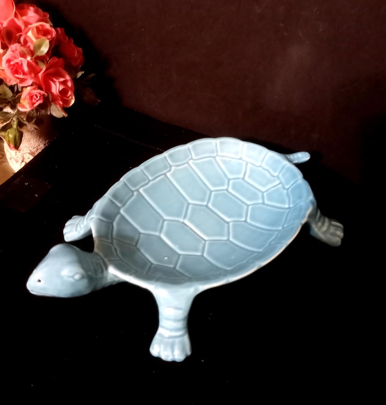 Vintage Andrea by Sadek Turquoise Turtle Dish: Ceramic Soap/trinket ...