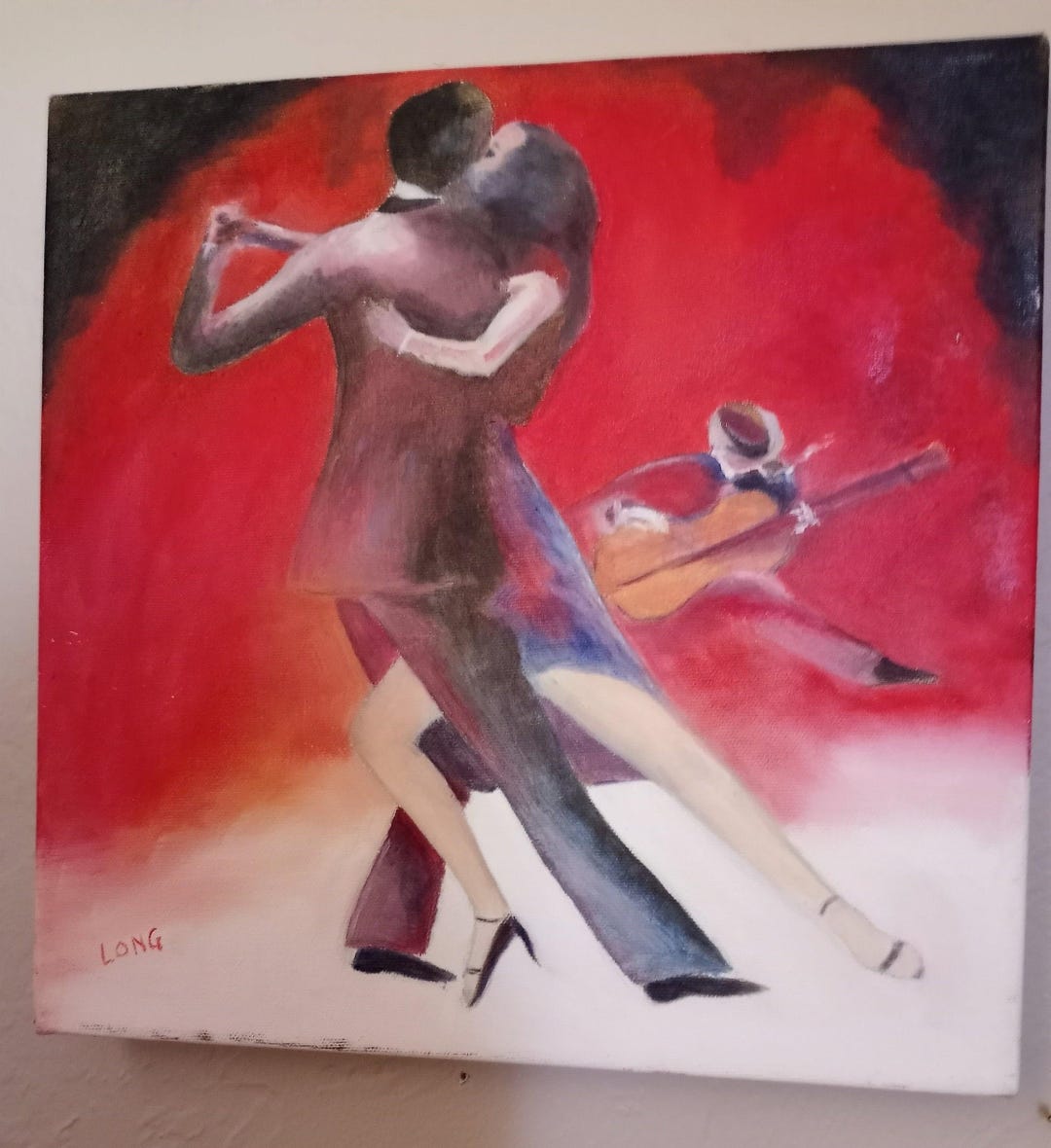 Vintage Tango Dancers Acrylic Painting, Signed "long", 1990s - Etsy