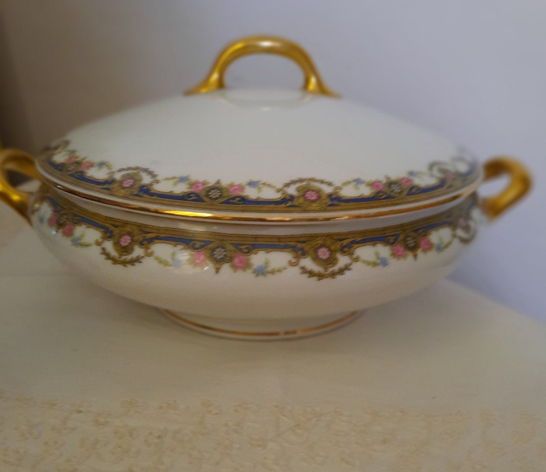 Antique Limoges Lidded Casserole: Jean Boyer Porcelain, 22K Gold, Rose ...