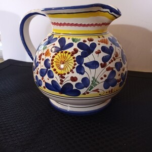 Vintage Classic Arabesco Blue Italian Deruta Majolica Pottery Pitcher ...
