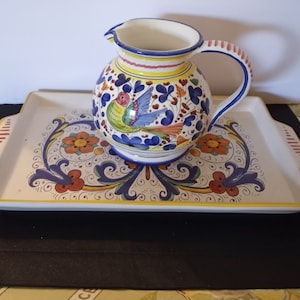 Vintage Classic Arabesco Blue Italian Deruta Majolica Pottery Pitcher ...