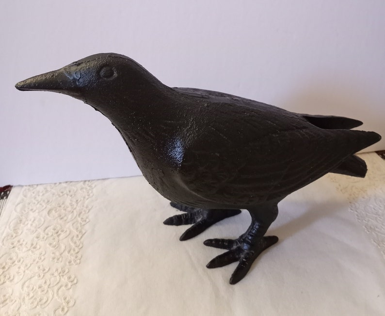 Vtg Cast Iron Black Raven Black Crow Sculpture Art Object - Etsy