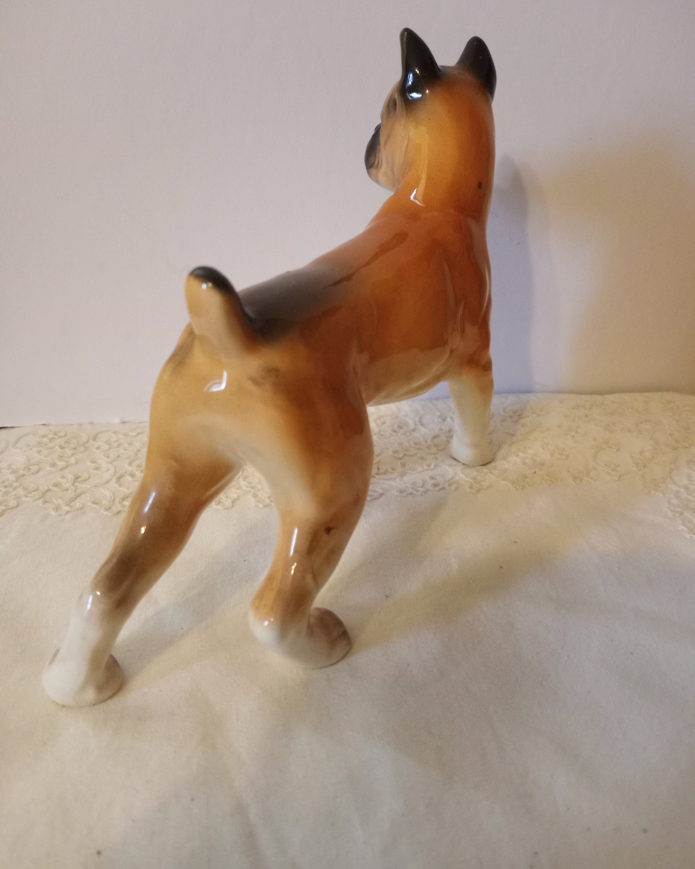 Antique Large Hand-painted Porcelain Boxer Dog Figurine Made - Etsy