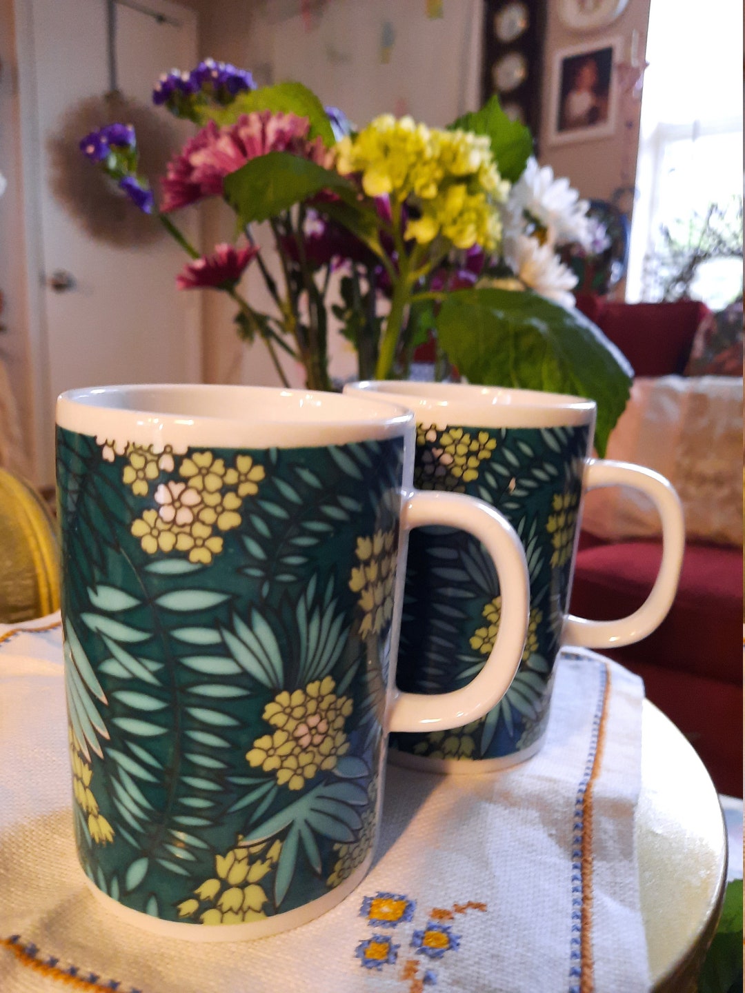Two Vintage Holt Howard Retro Glazed Ceramic Cups, Coffee Mugs or ...